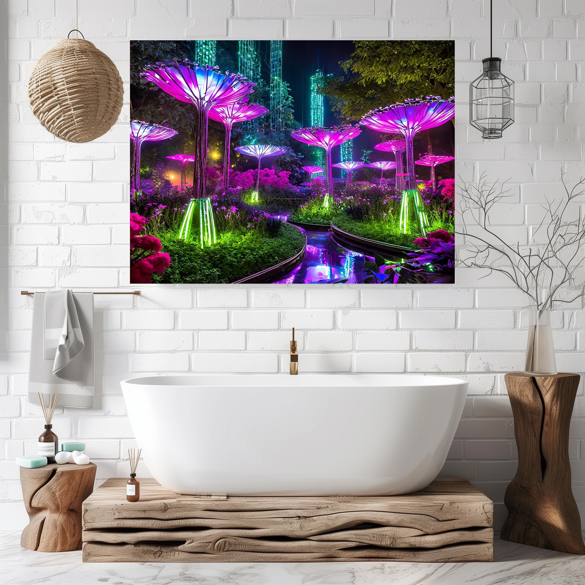 Luminous Garden: Lighted Bright Garden Canvas Print - Etsy