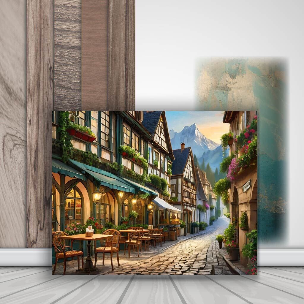 Romantic European Street Scene Canvas Wall Art - Etsy