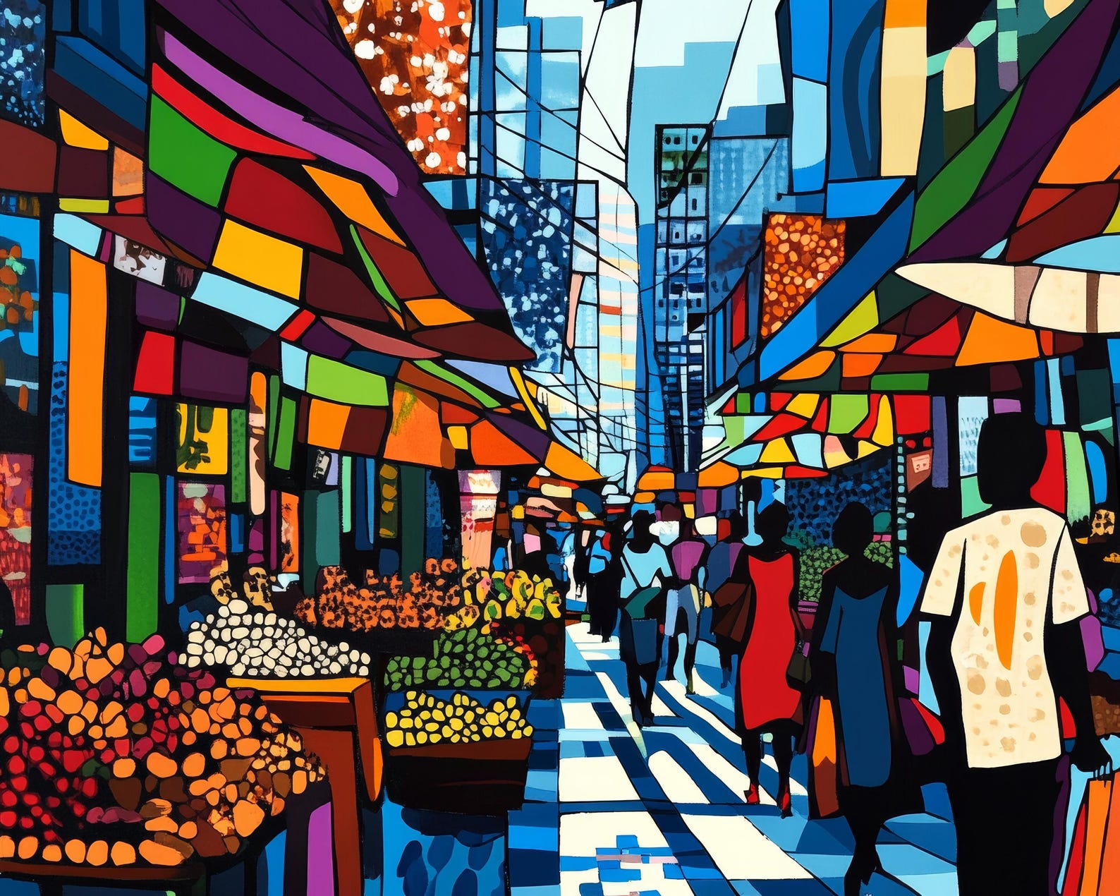 Pop Art Street Market Canvas Vibrant Comicstyle Wall Art - Etsy