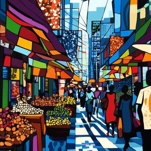 Pop Art Street Market Canvas Vibrant Comicstyle Wall Art - Etsy