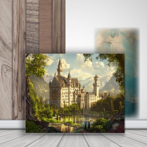 Fairy Tale Castle Canvas Wall Art Lush Gardens and Shimmering Moats - Etsy