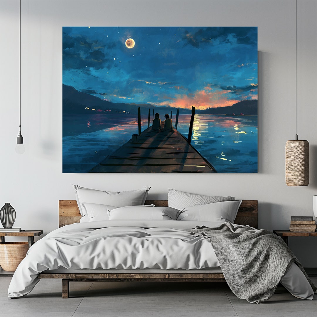 Lakeside Dock Canvas Wall Art for Romantic Home Decor - Etsy