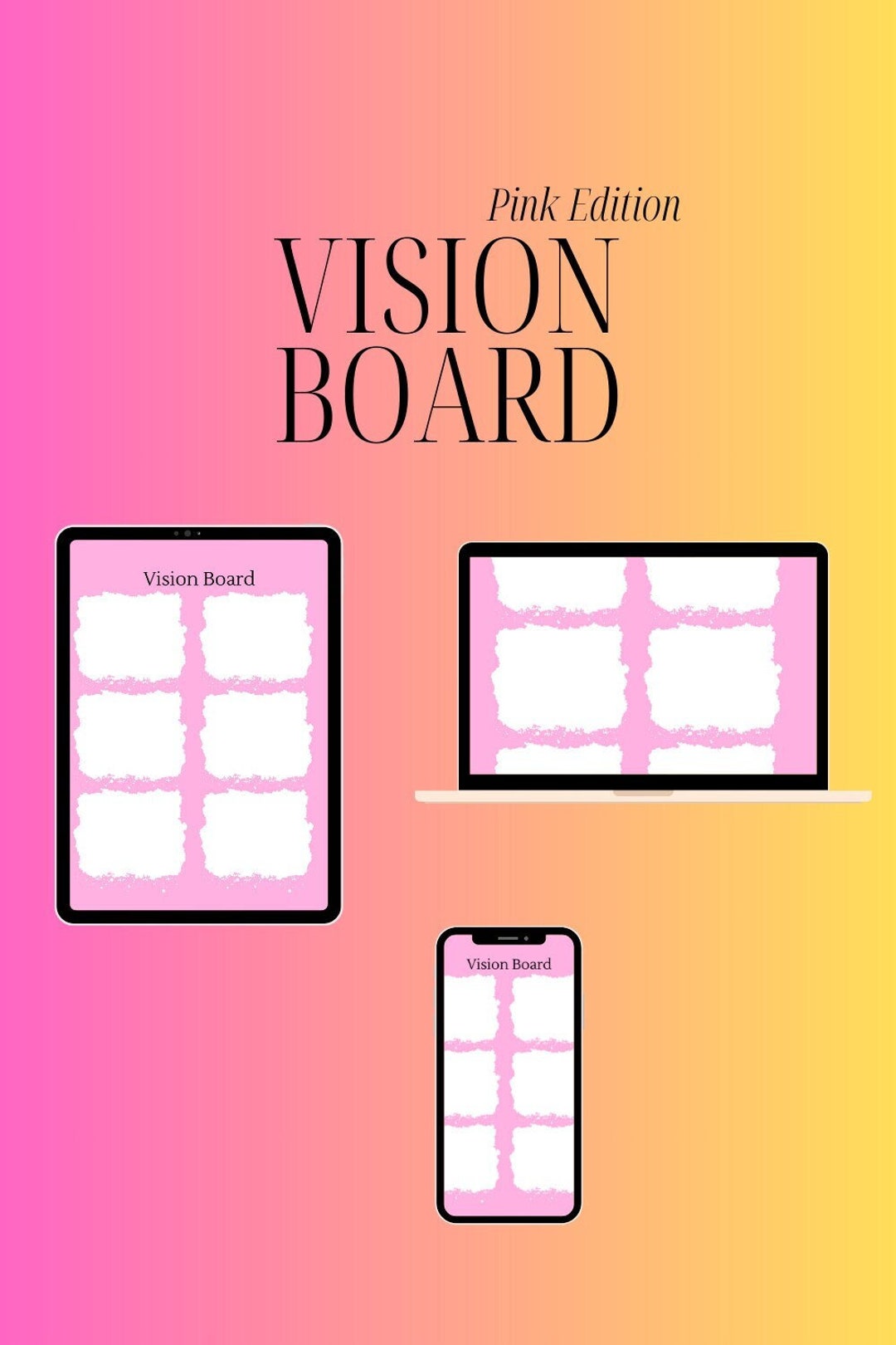 Vision Board Template pink Edition - Etsy