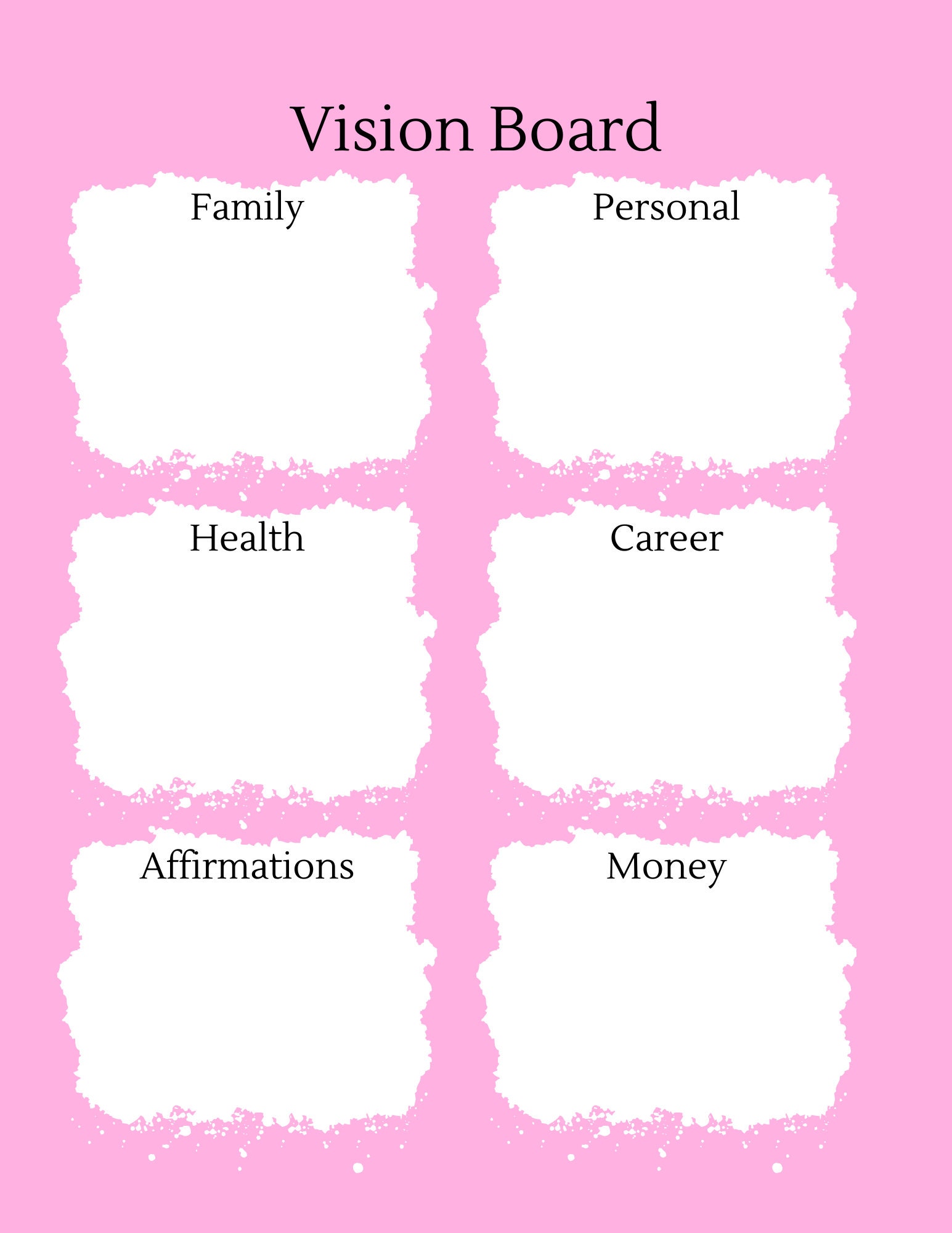 Vision Board Template pink Edition - Etsy