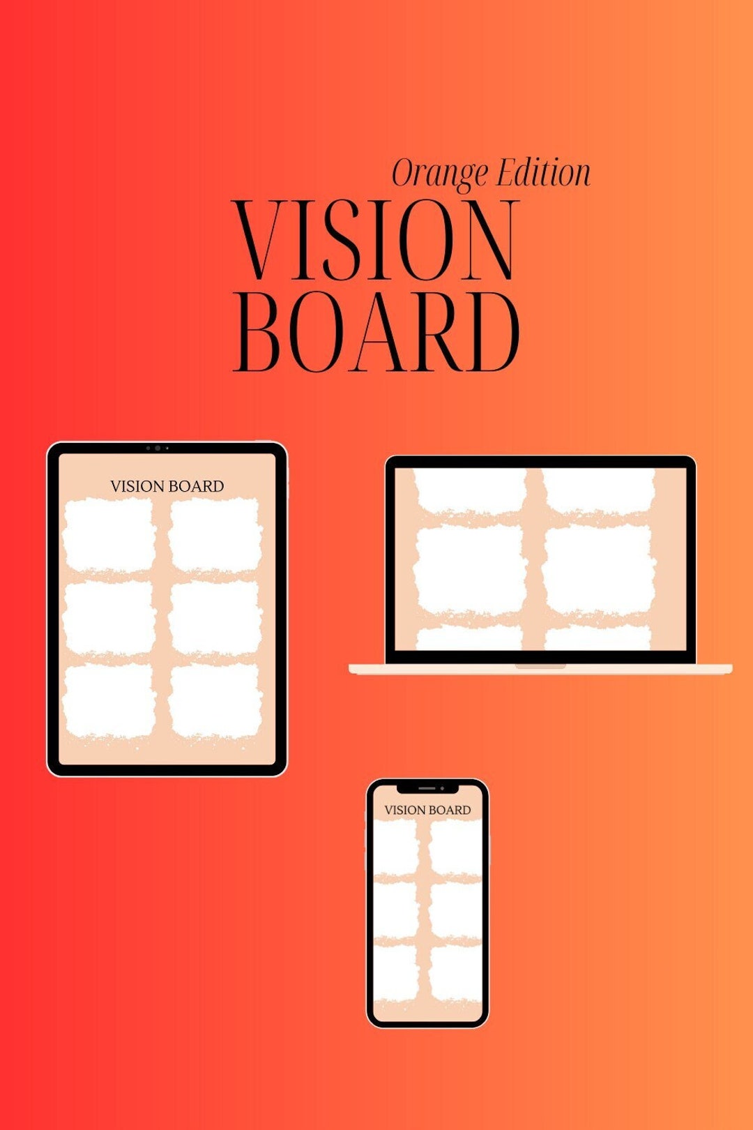 Vision Board Template orange Edition - Etsy