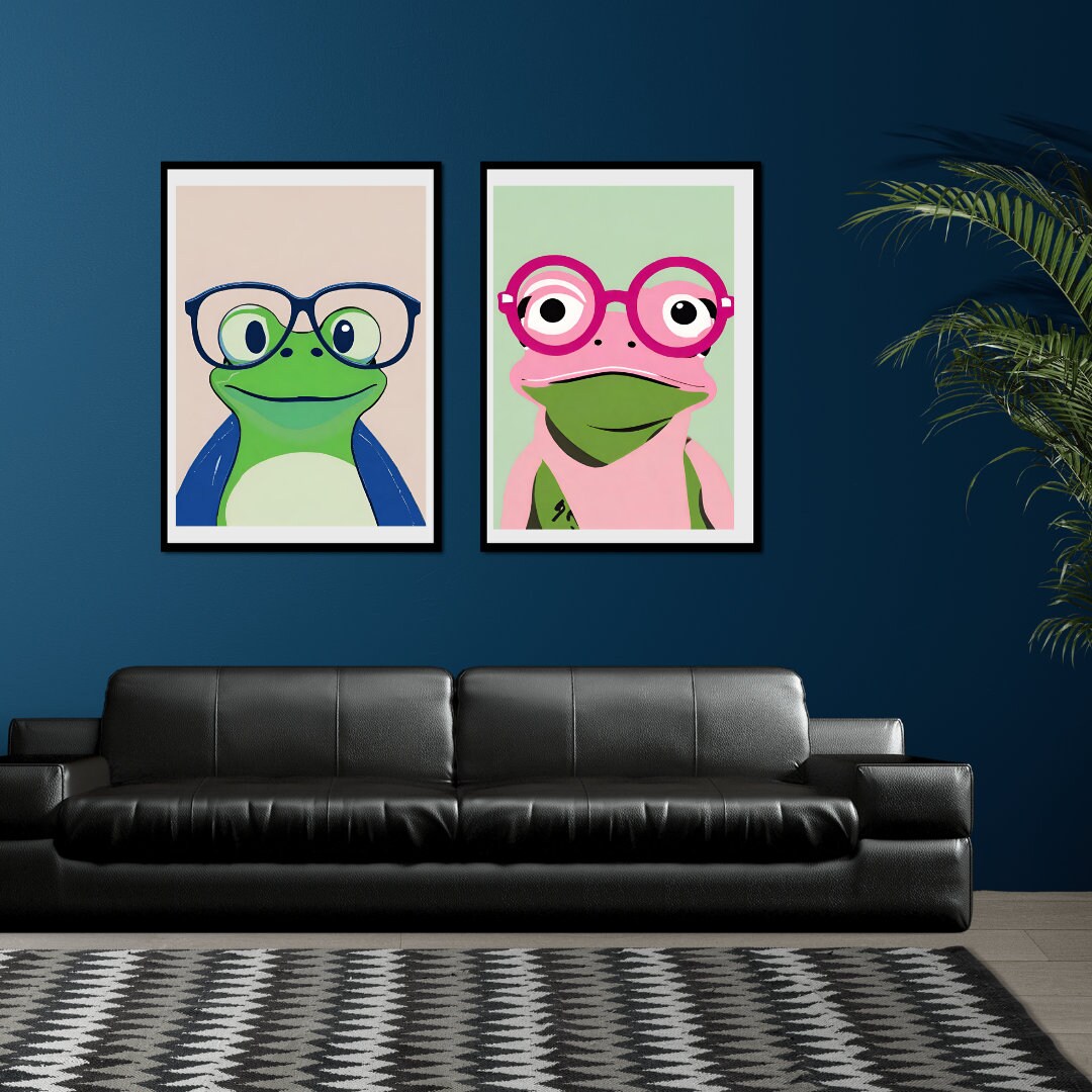Frog With Glasses, Frog Painting, Cute Frog, Frog Art, Children's Room ...