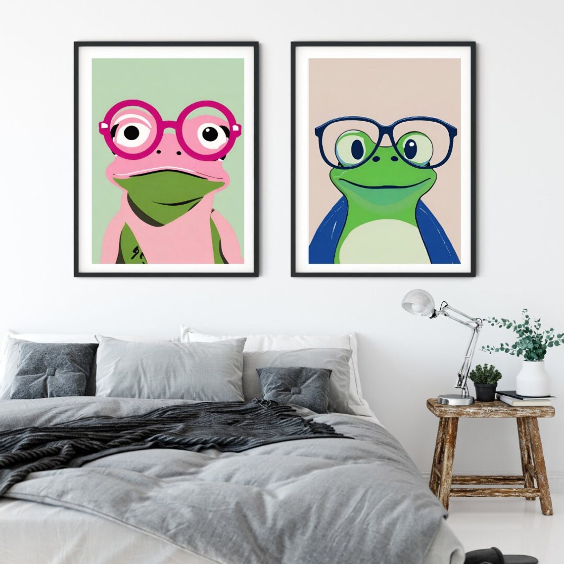 Frog With Glasses, Frog Painting, Cute Frog, Frog Art, Children's Room ...