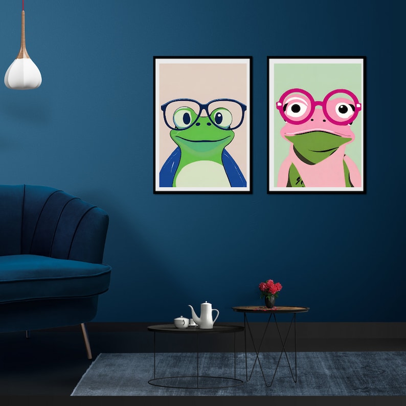 Frog With Glasses, Frog Painting, Cute Frog, Frog Art, Children's Room ...