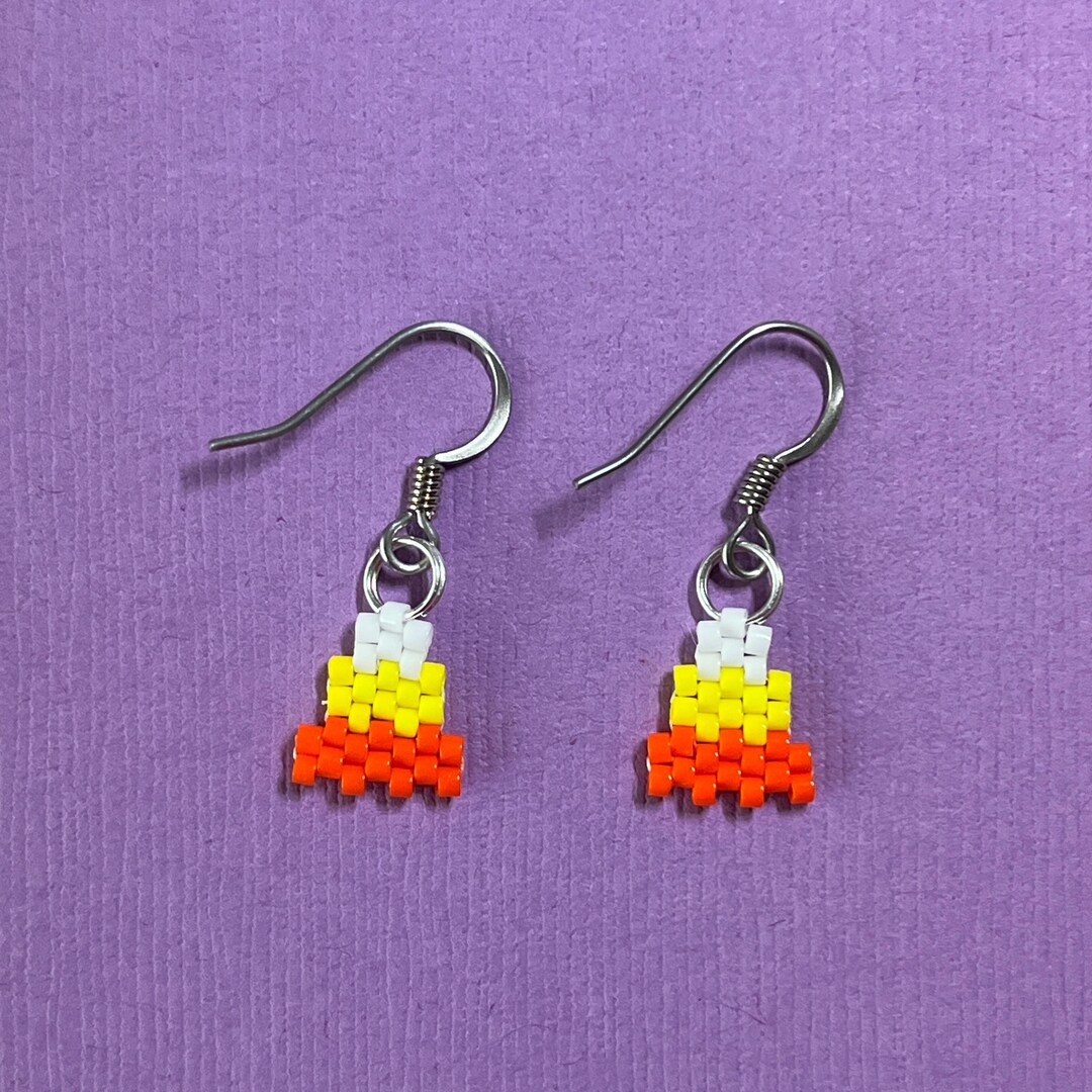 Beaded Candy Corn Earrings | Halloween Earrings | Fall Earrings ...