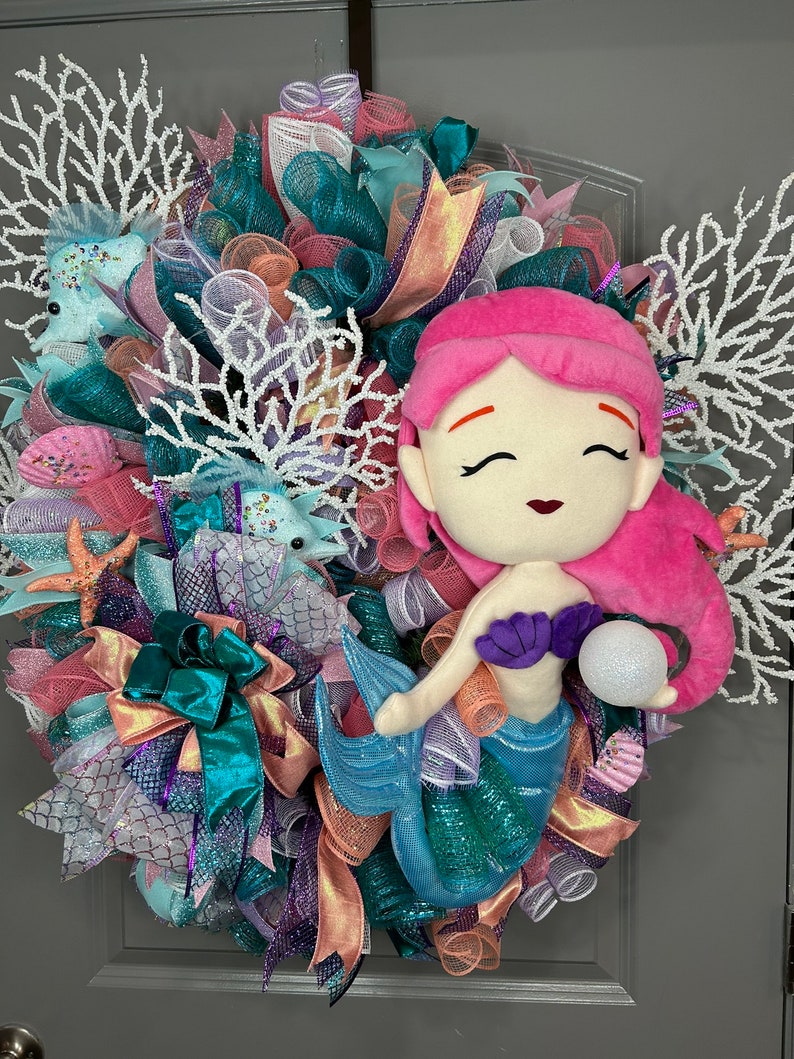 Whimsical Mermaid Deco Mesh Oval Wreath - Etsy
