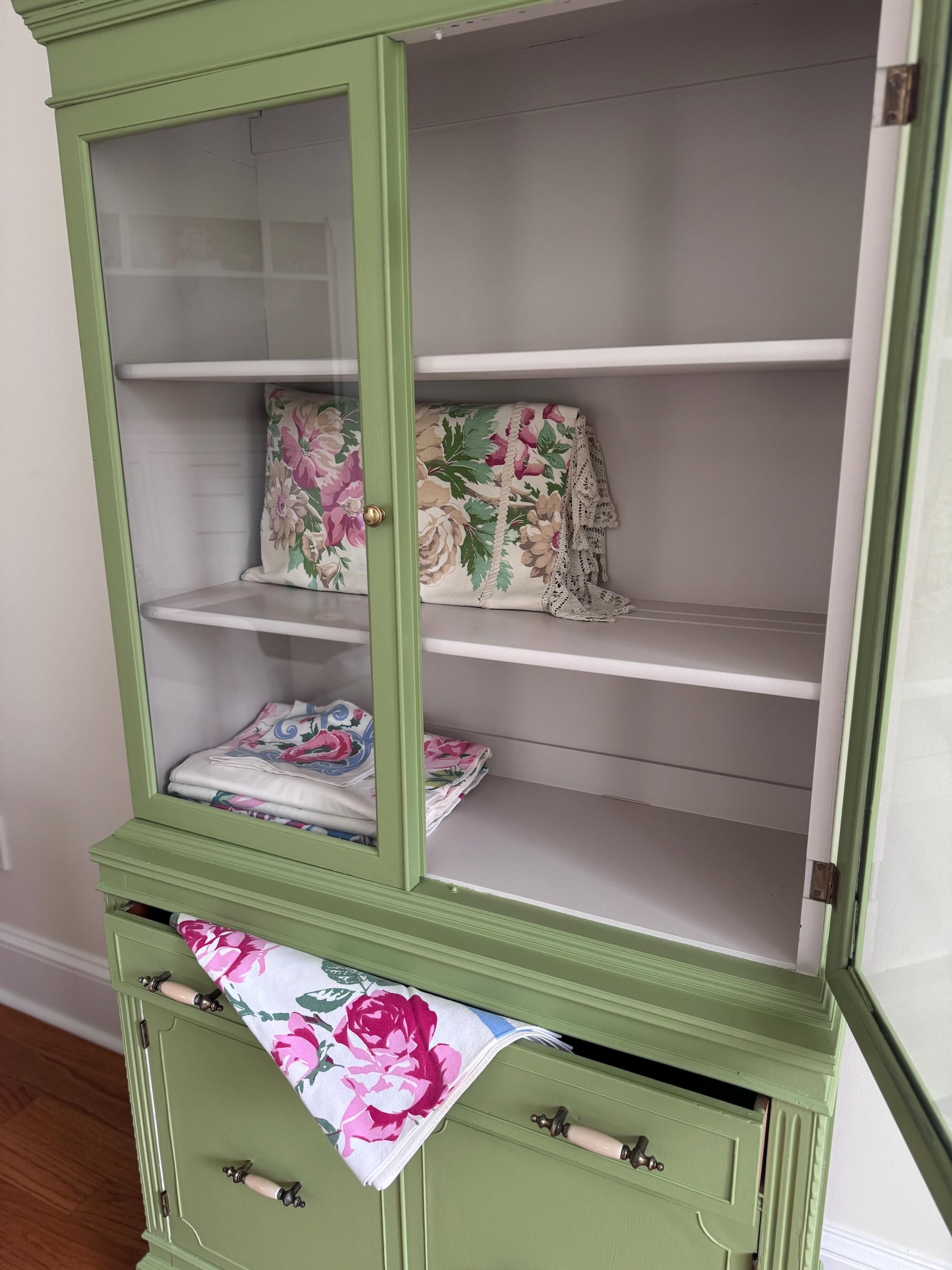 Refinished Light Green China Cabinet With Ceramic Pulls - Etsy