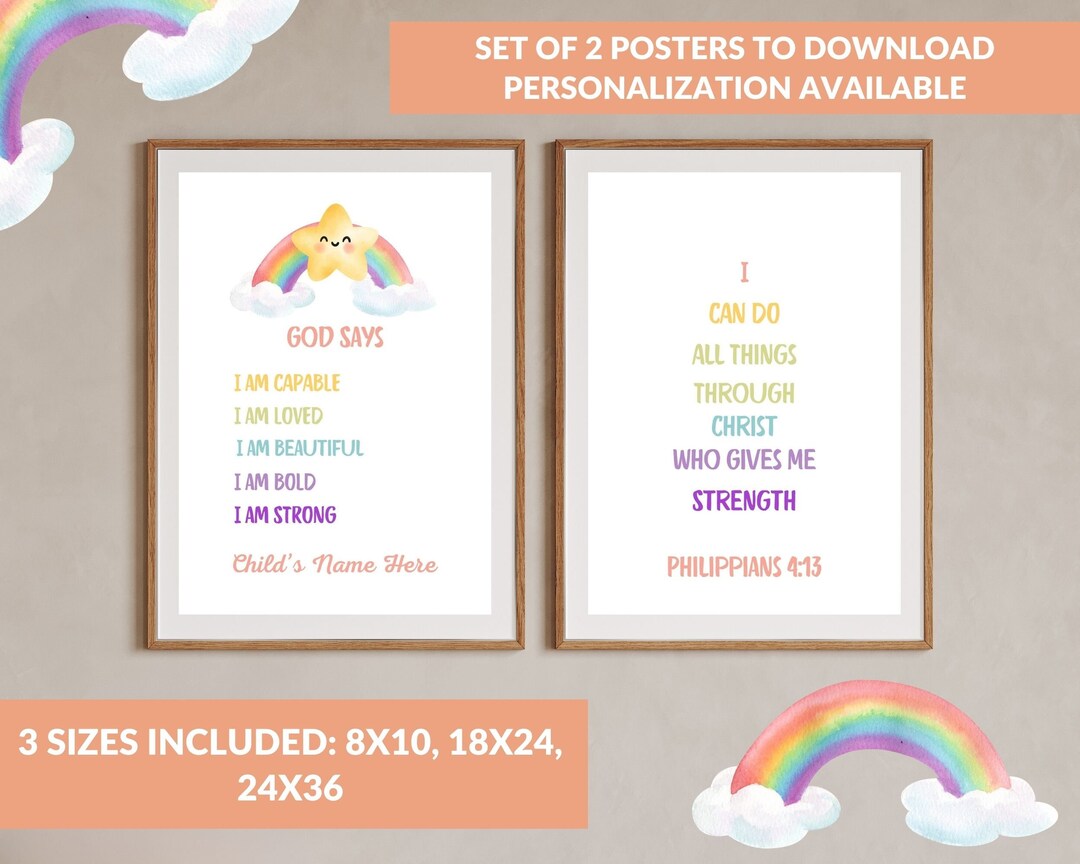 Christian Childrens Affirmation Poster for Little Girl Printable ...