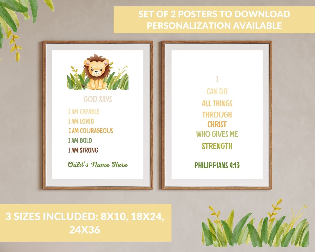 Boys Affirmation Poster for Christian Kids Printable Inspirational Art ...