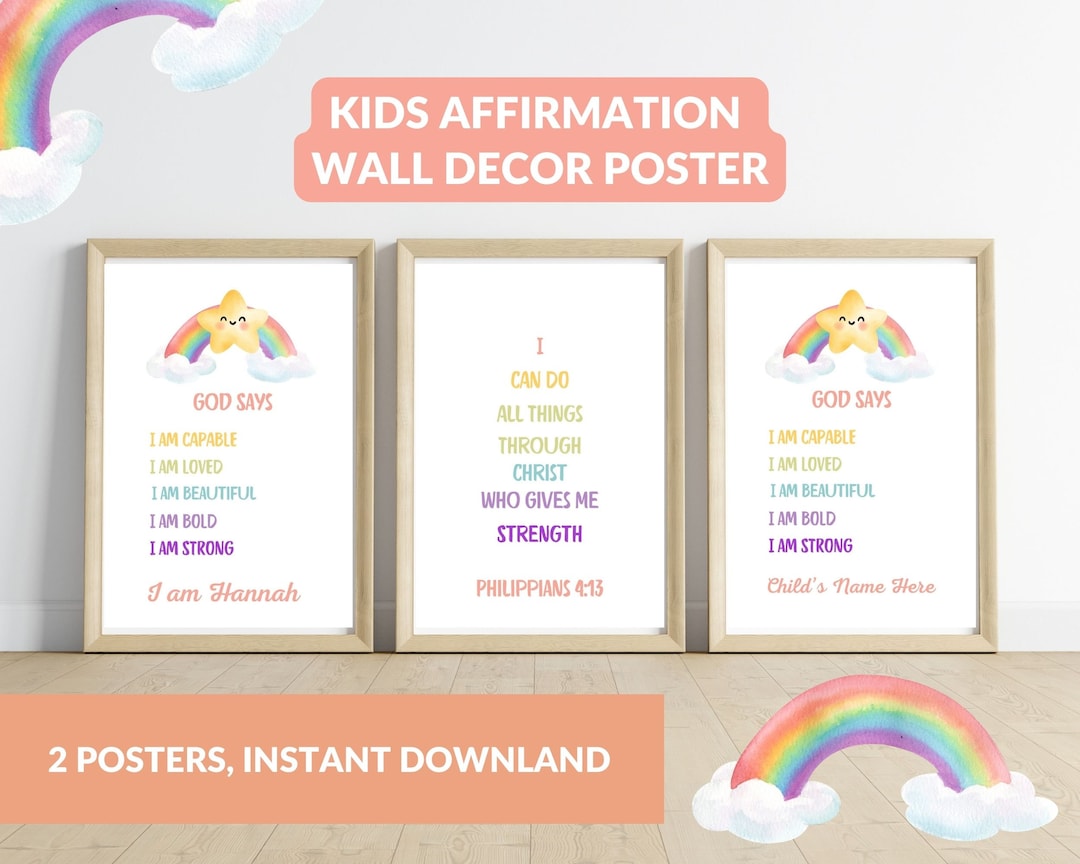Childrens Christian Affirmation Poster for Little Girl Printable ...