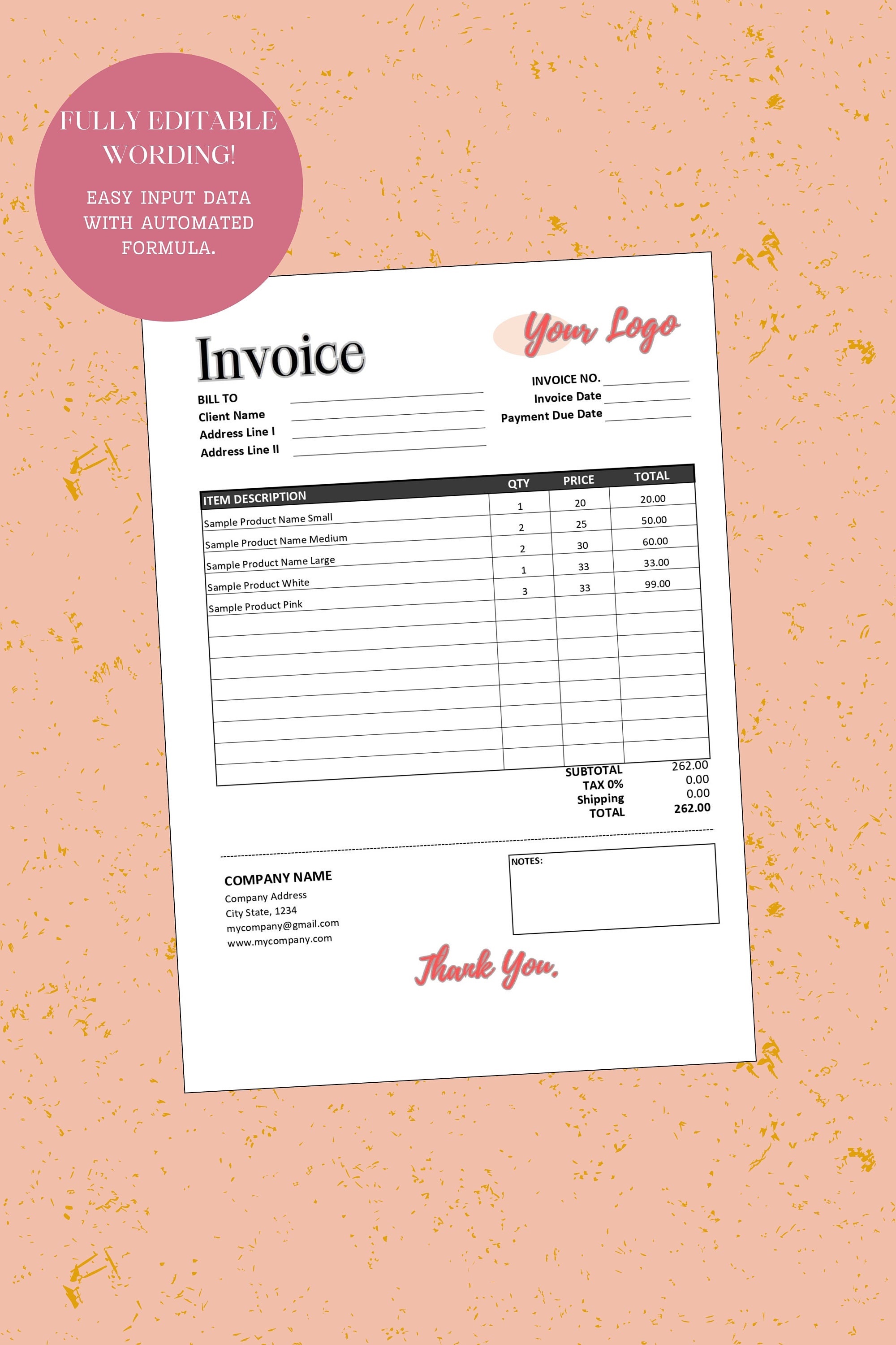 Invoice Template Printable Invoice Business Invoice Services Invoice ...