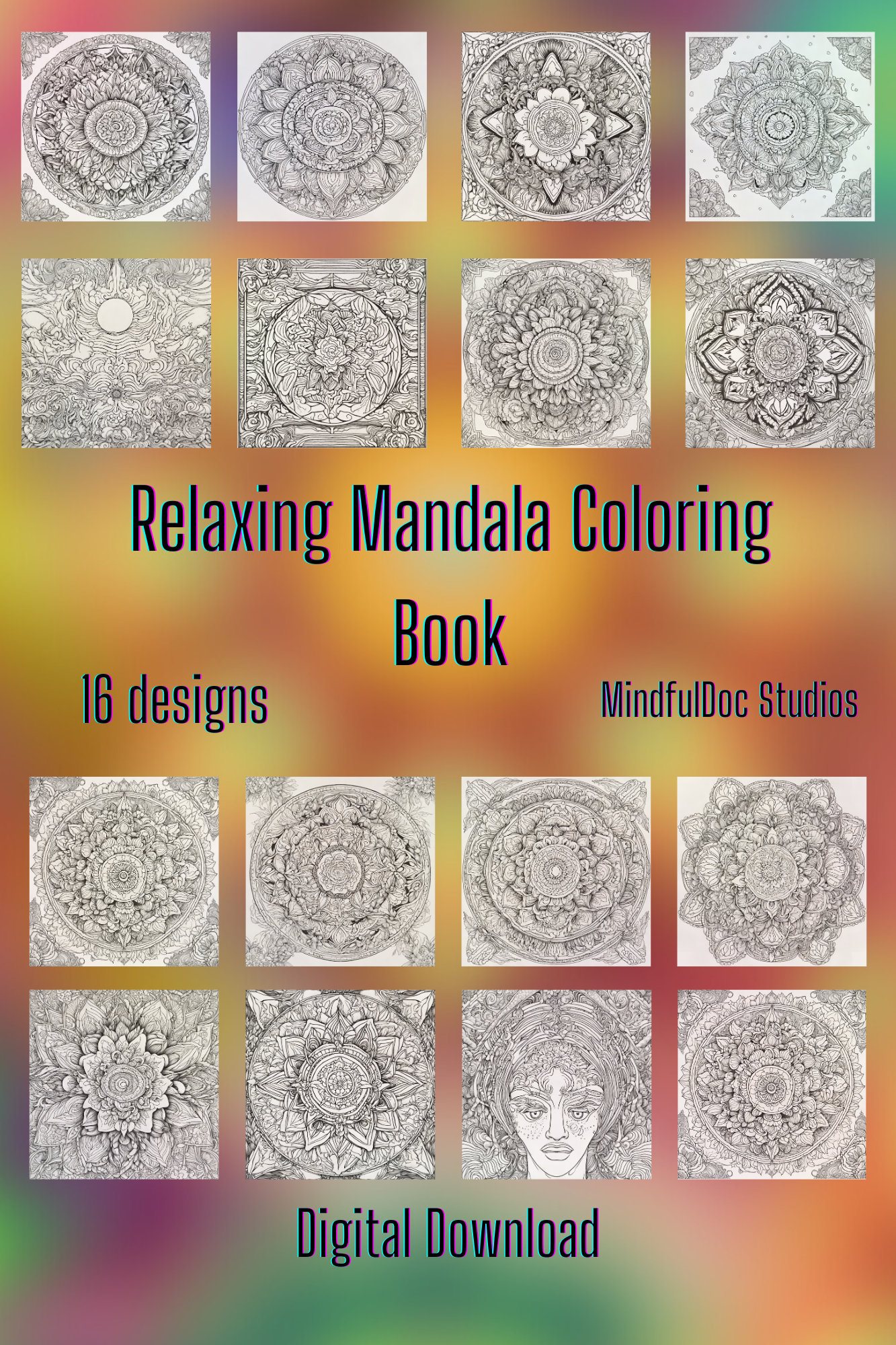 Mandala Relaxing Coloring Book, Mindful Book for Coloring, Reduce ...