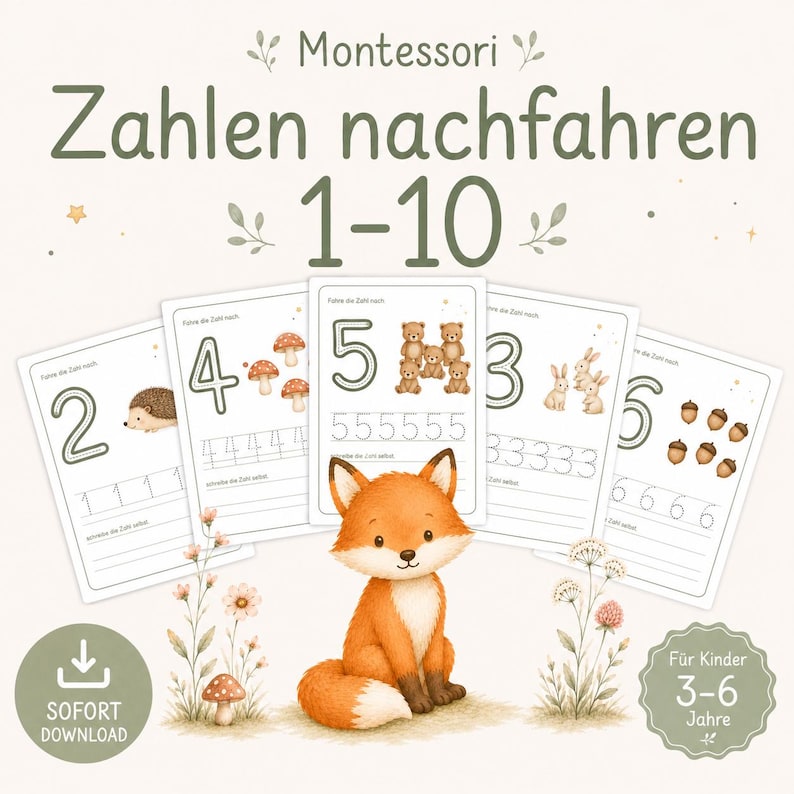 Tracing Numbers 1-10 Montessori PDF | Learning to Write Numbers ...