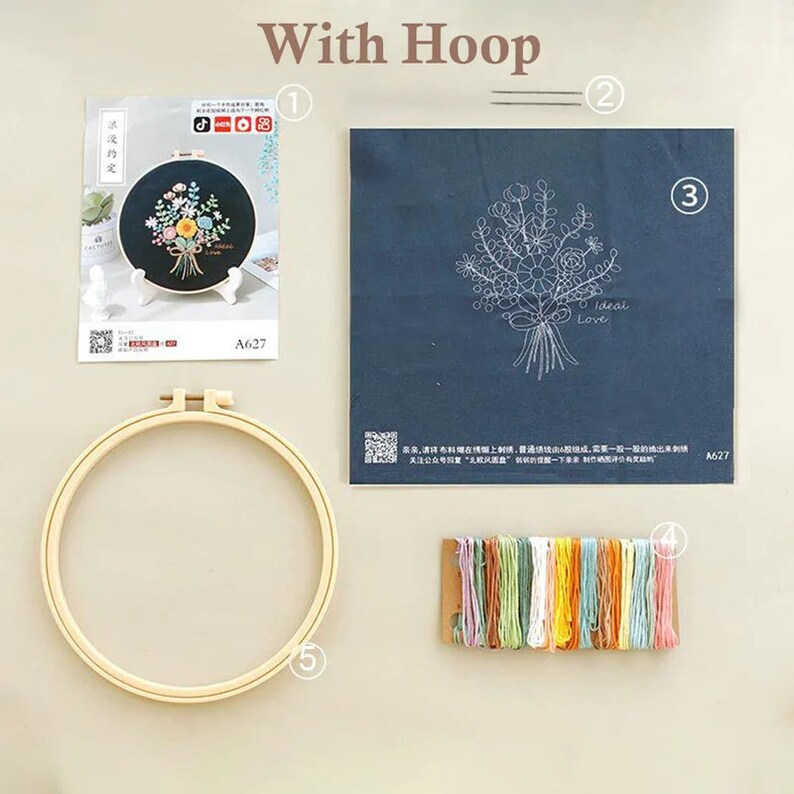 Flowers Embroidery Design Kit Hand Embroidery, Needlework Kits ...
