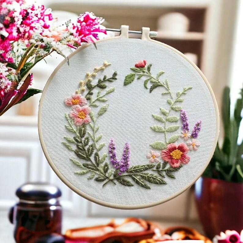Flowers Embroidery Design Kit Hand Embroidery, Needlework Kits ...