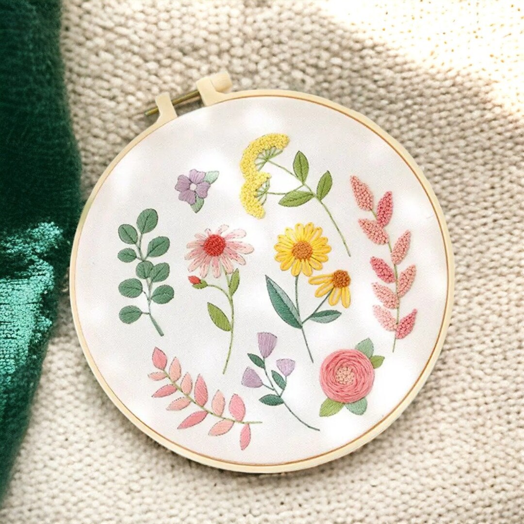 Flowers Embroidery Design Kit Hand Embroidery, Needlework Kits ...