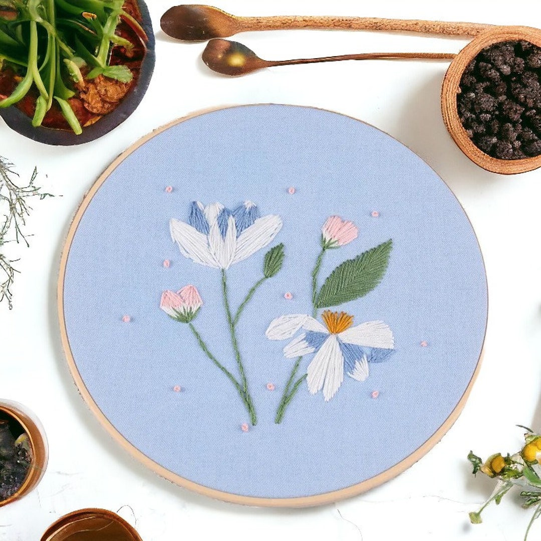 Flowers Embroidery Design Kit Hand Embroidery, Needlework Kits ...