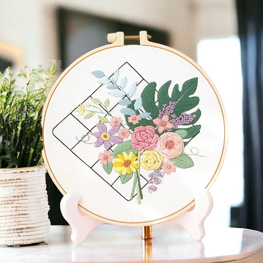Flowers Embroidery Design Kit Hand Embroidery, Needlework Kits ...