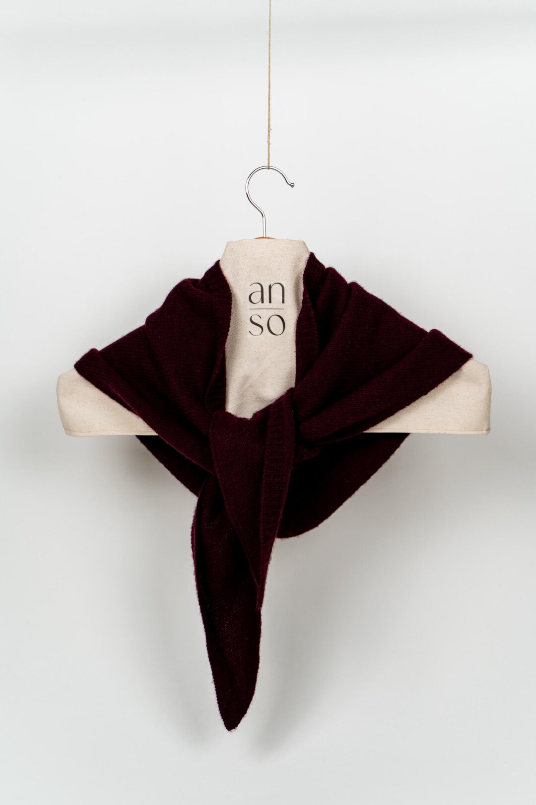 Triangle in Cashmere and Merino Wool, Bordeaux, 140 X 50 - Etsy