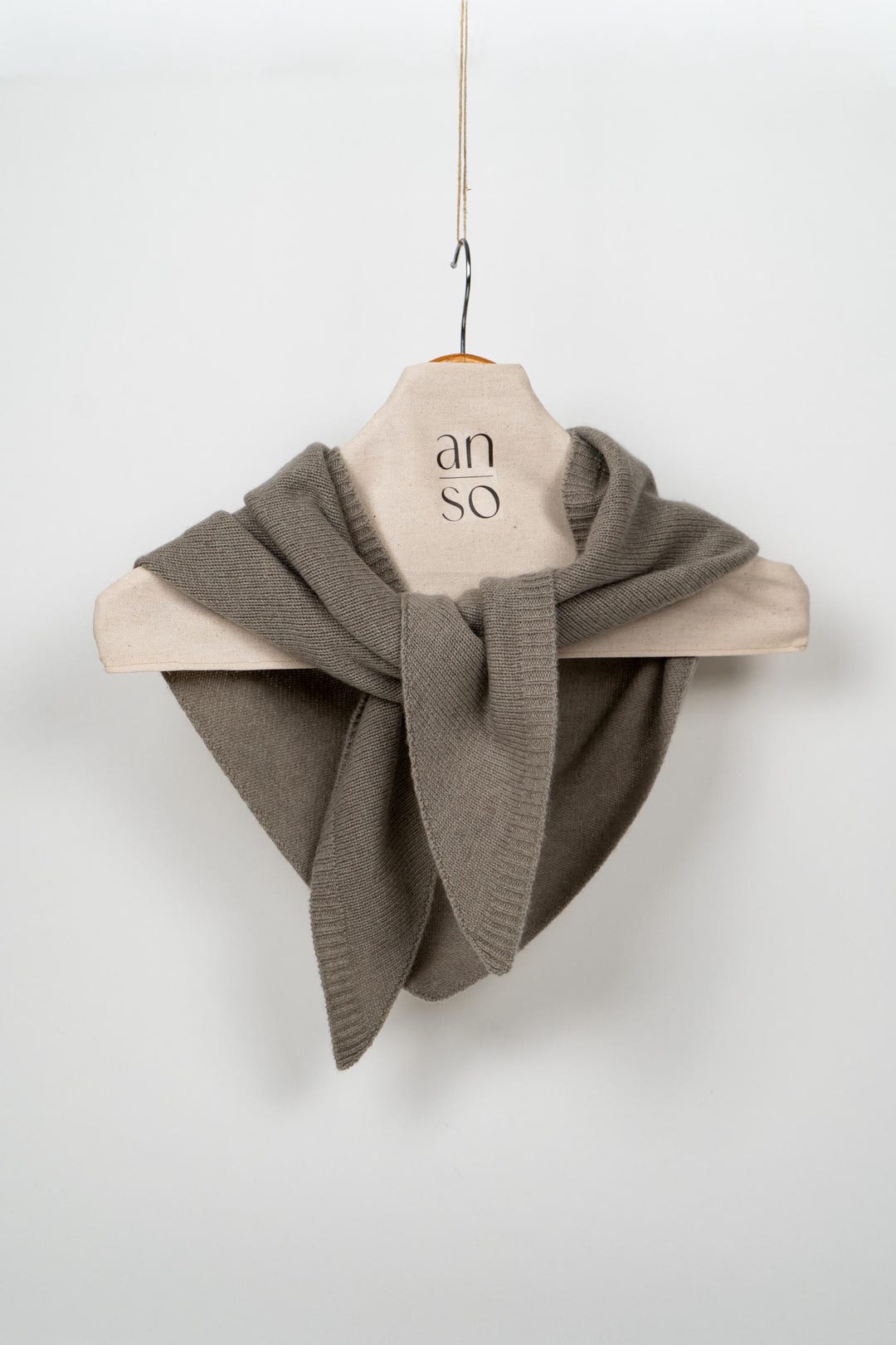 Triangle in Cashmere and Merino Wool, Beige, 140 X 50 - Etsy