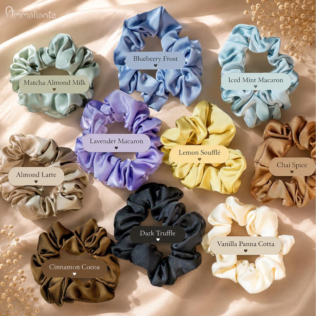 Matte Pastel Satin Scrunchies, Feel Hair Ties Sets, Gentle Luxury ...