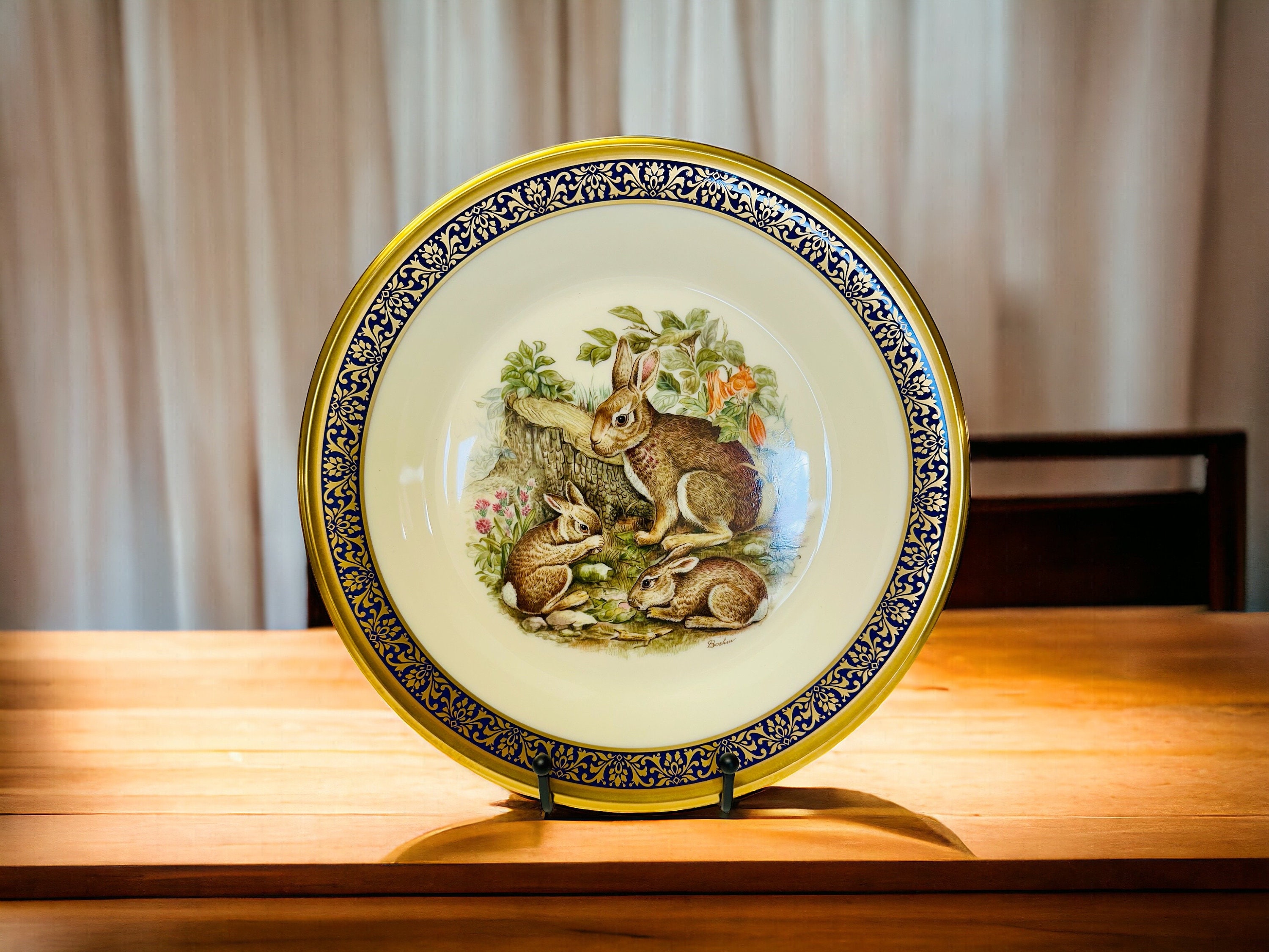 Lenox Boehm Woodland Wildlife Collection Plate “cottontail Rabbits ...