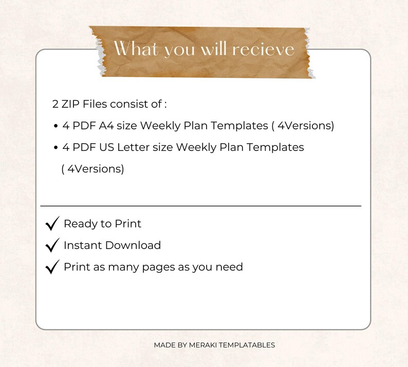 Minimalist Printable Weekly Planner Templates Digital Download Simple ...