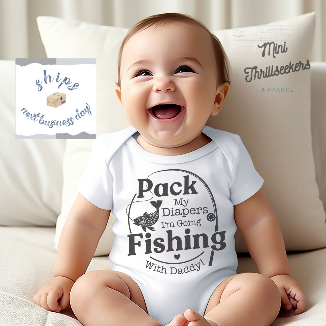 Pack My Diapers I'm Going Fishing With Daddy Onesie® | Baby Clothes ...