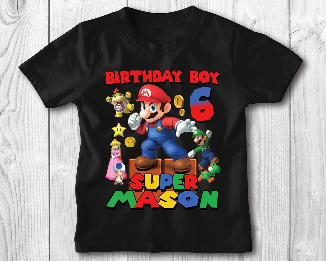 Personalized Super Mario Birthday Shirt: Custom Name & Age - Etsy