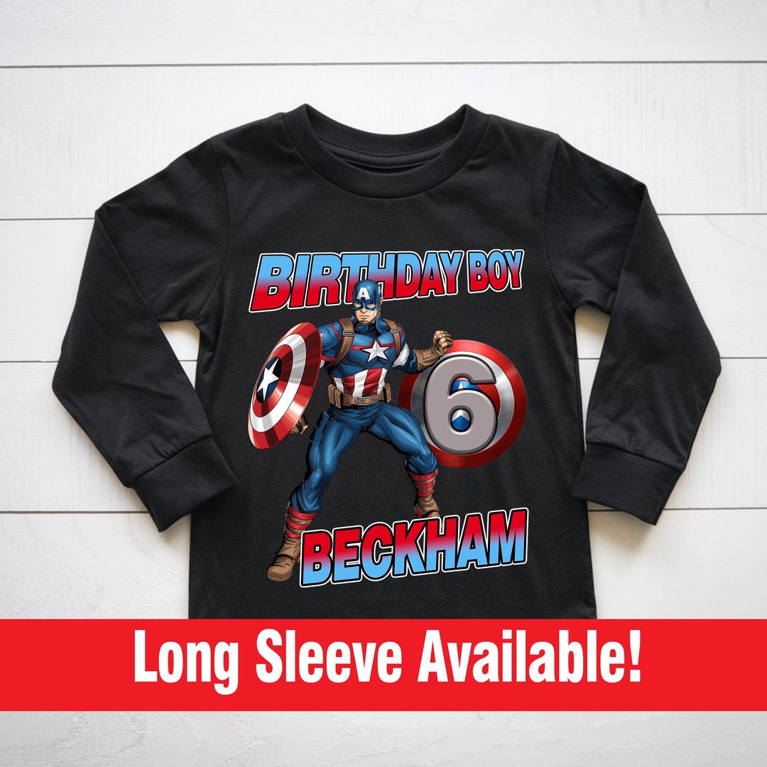Captain America Birthday Shirt, Long Sleeve, Personalized Gift ...