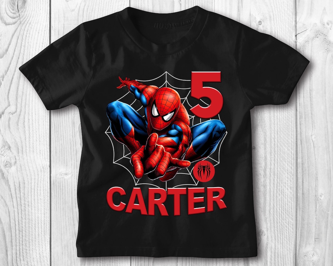Personalized Spiderman Birthday Shirt: Custom Name & Age - Etsy
