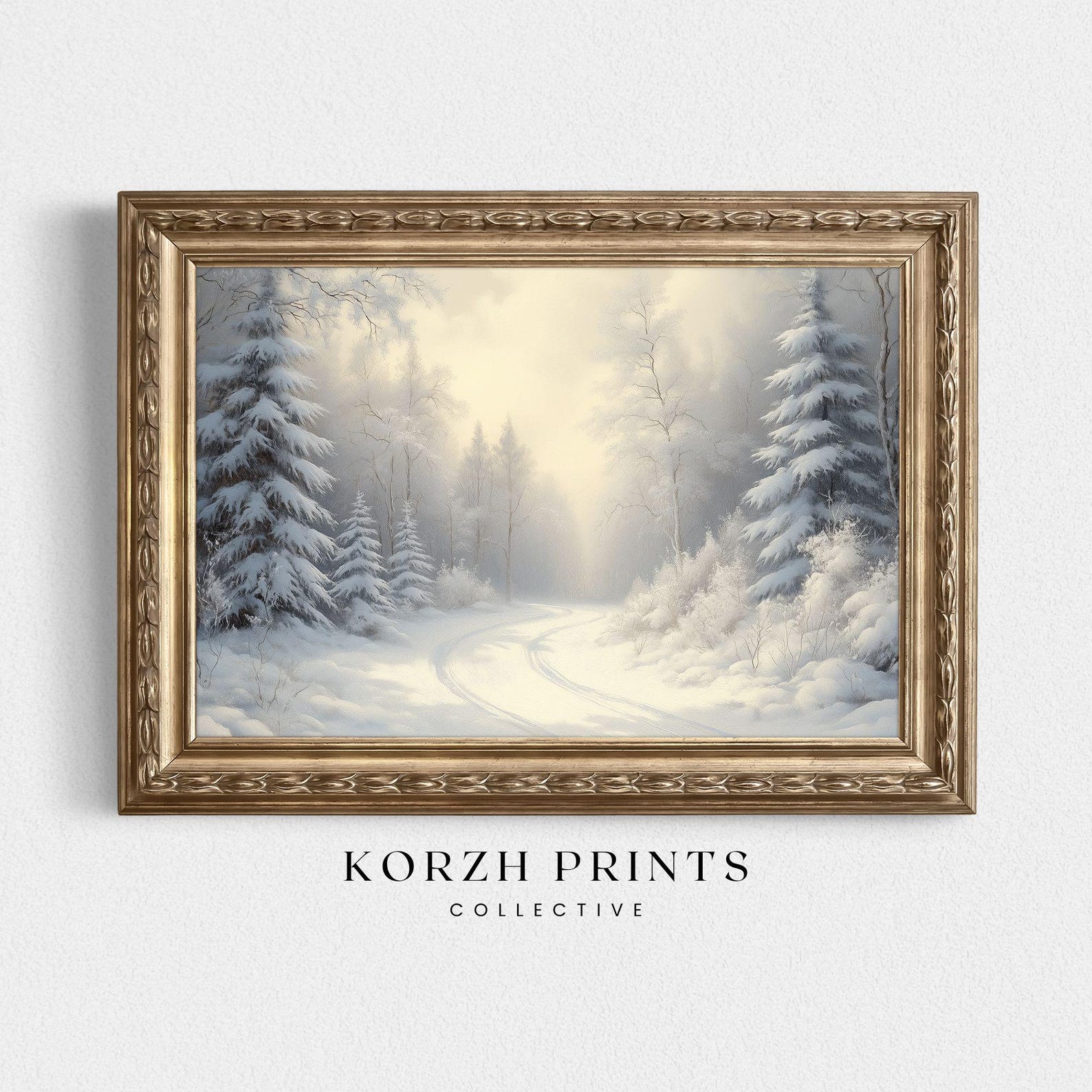 Snowy Winter Forest Landscape Painting Wall Art Nature Decor ...