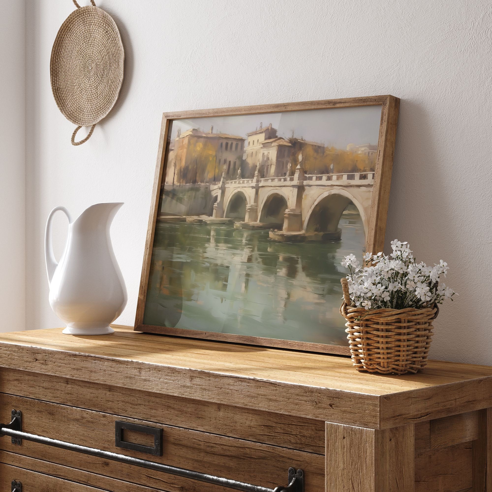 Historic Stone Arch Bridge Painting | Vintage Art Print | Tranquil ...