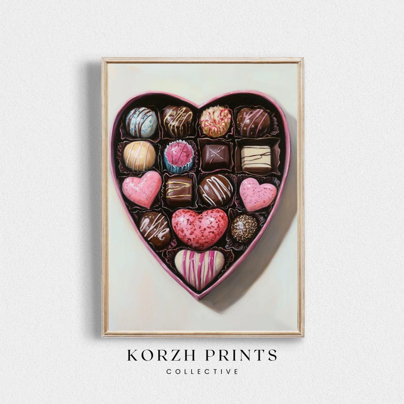 Heart Chocolate Box Painting: Romantic Valentine's Art (printable ...