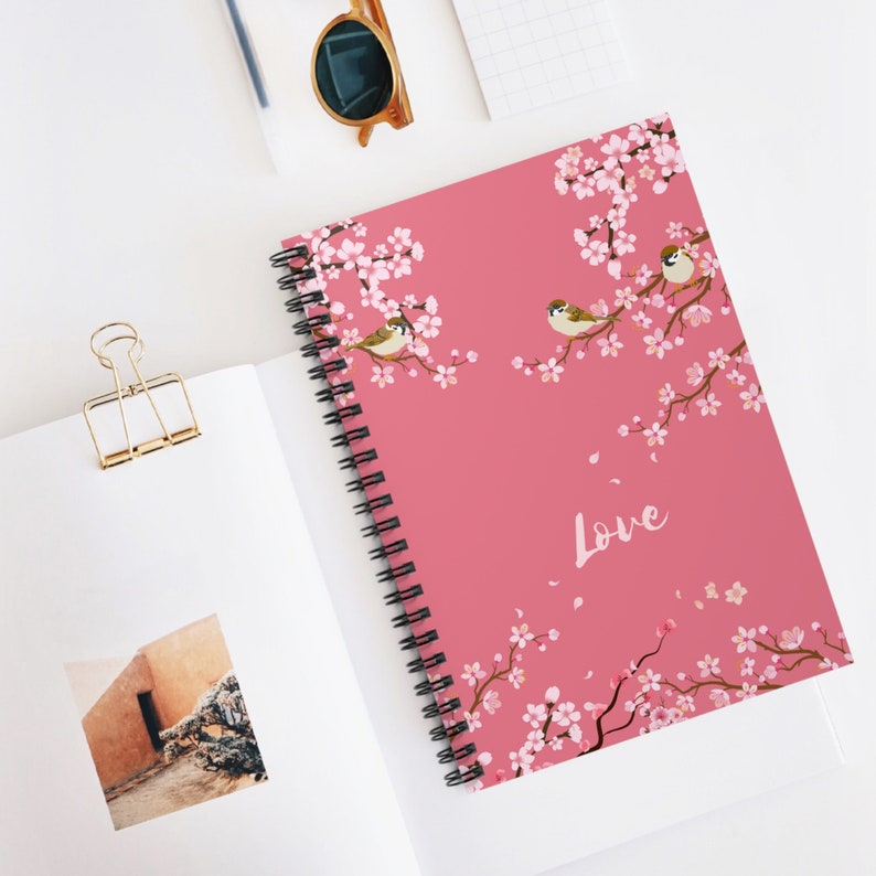 Spring 6x8 Spiral Journal Notebook 118 Ruled Line Pages, Cherry Blossom ...