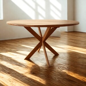 Circular Round Hardwood Dining Timber With Double X Braced Legs ...