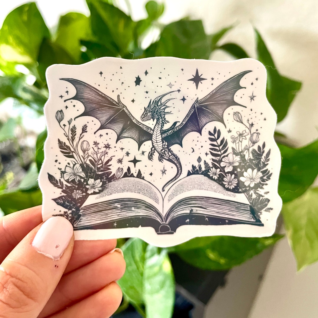Fantasy Dragon Book Sticker Bookish Fantasy Sticker Holographic Sticker ...