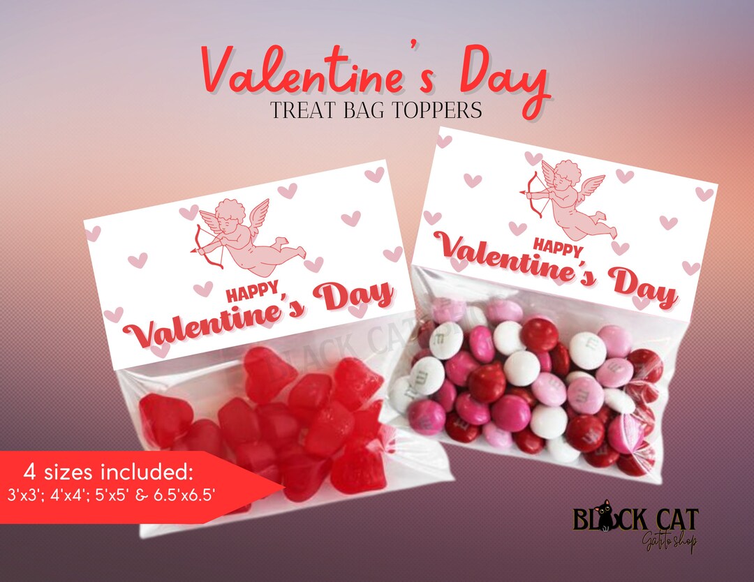 Valentine Treat Bag Topper, Happy Valentine's Day Treat Bag Topper ...