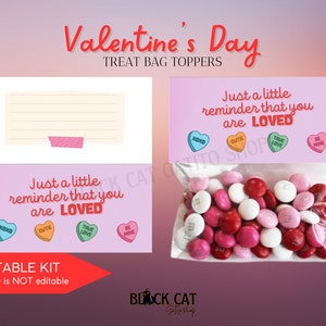 Valentine Treat Bag Topper, Happy Valentine's Day Treat Bag Topper ...