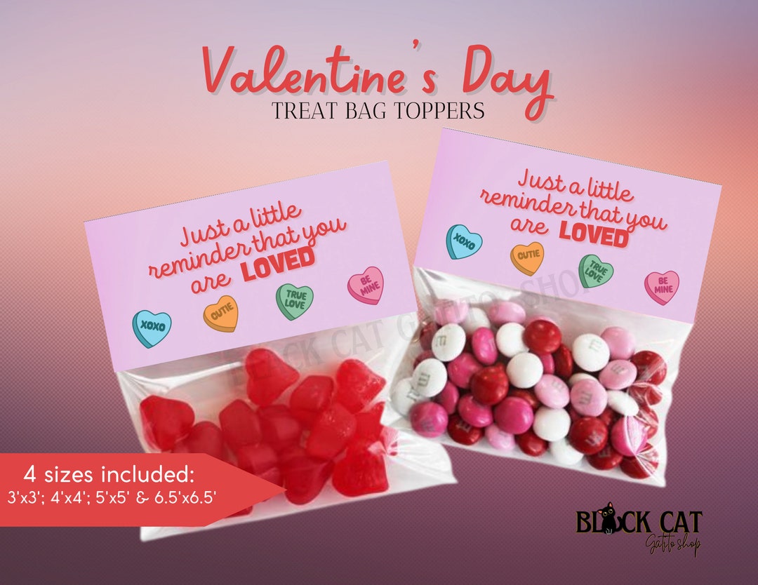 Valentine Treat Bag Topper, Happy Valentine's Day Treat Bag Topper ...