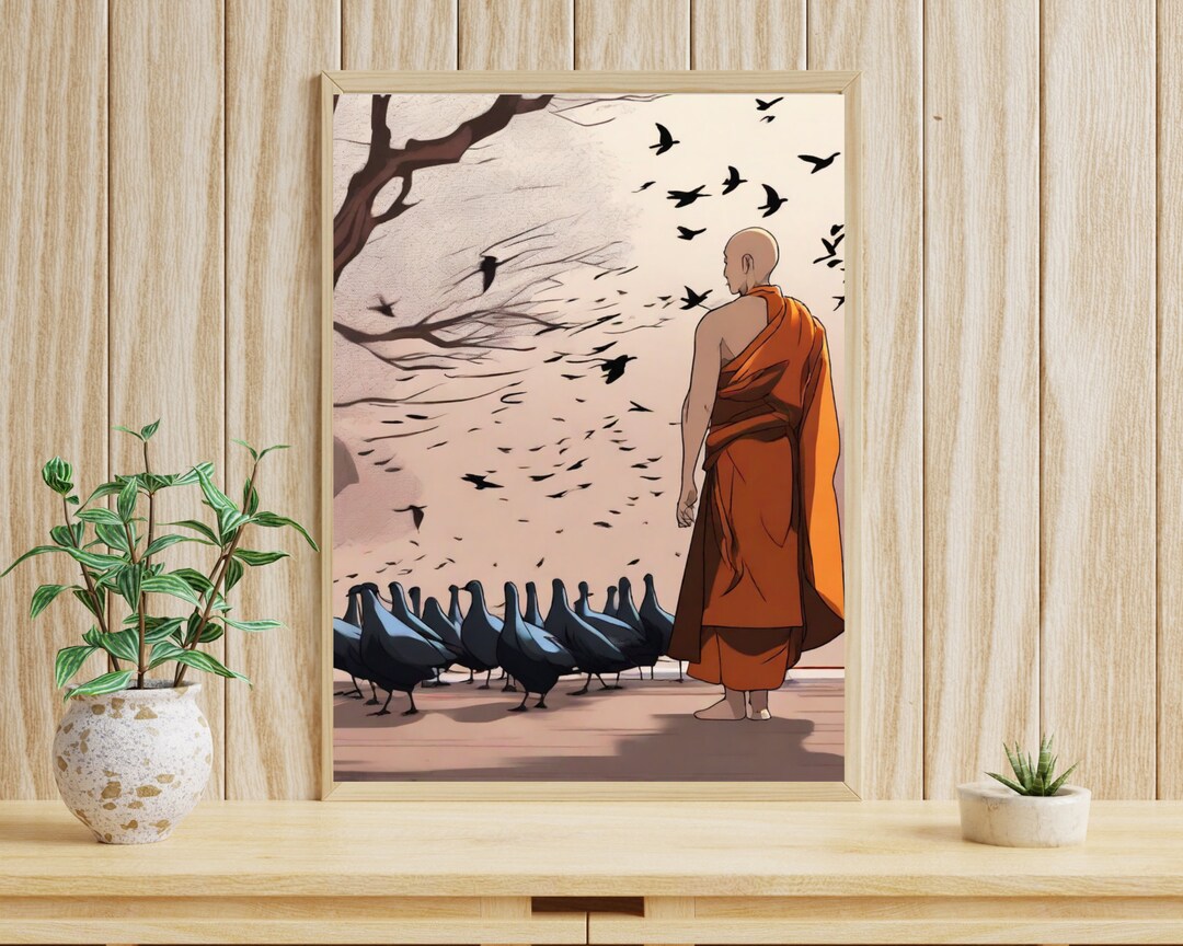 Buddhist Monk Figurine Zen Monk Statue Meditation Monk Sculpture ...