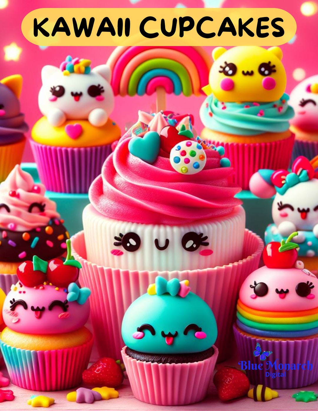 Kawaii Cupcakes Coloring Book | Cupcakes | Kawaii | Printable Coloring ...