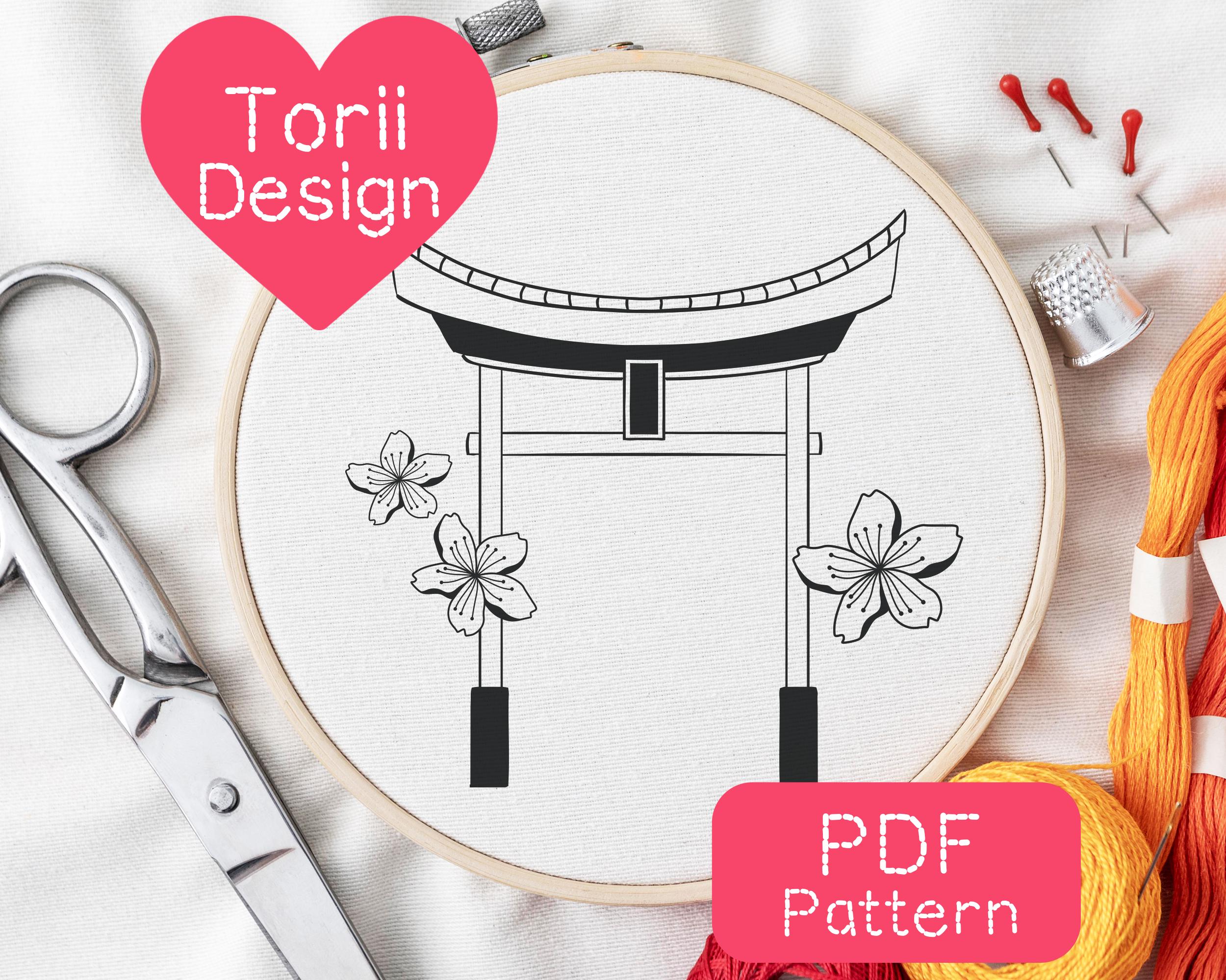 Torii Gate Embroidery Pattern: Beginner DIY Hand Embroidery (PDF ...