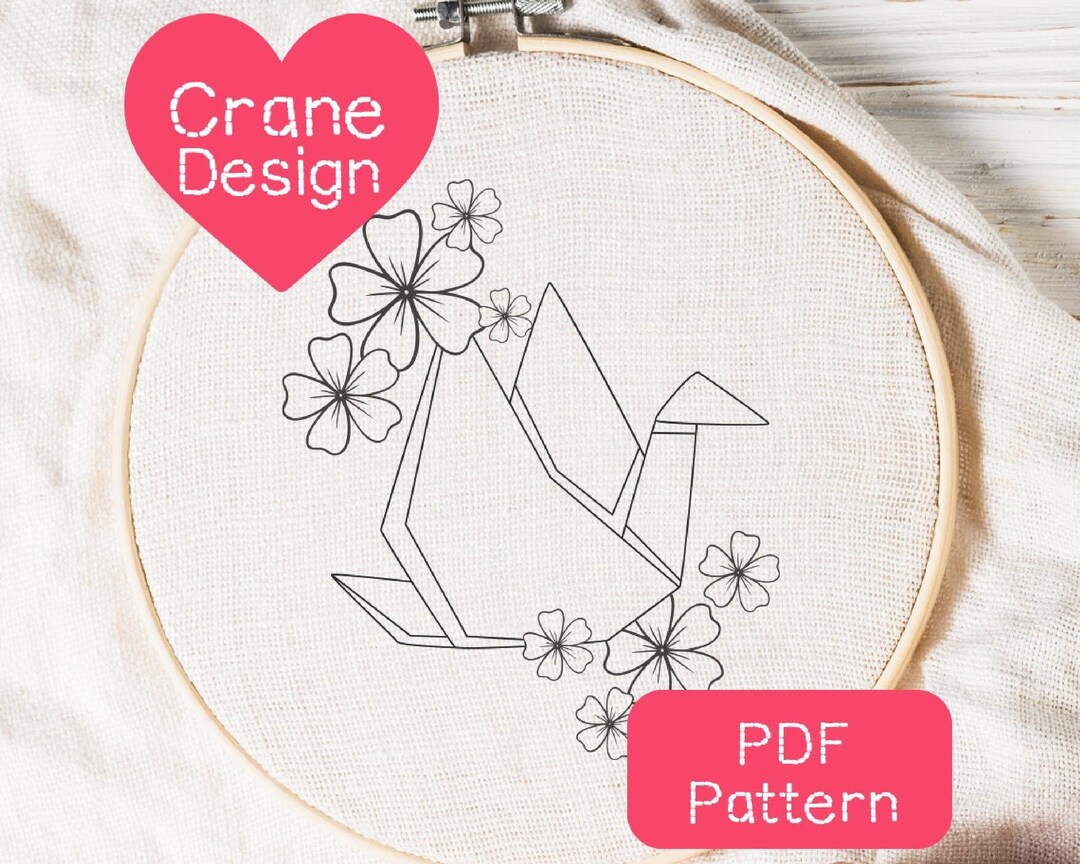 Japanese Crane Embroidery Pattern PDF, Instant Digital Download, DIY ...