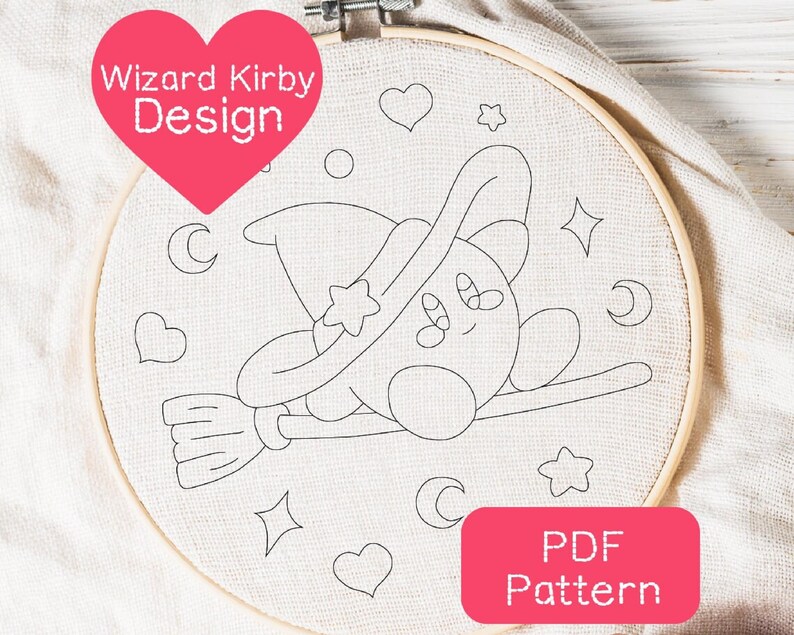 Wizard Kirby Embroidery Pattern PDF, Instant Digital Download, DIY Hand ...