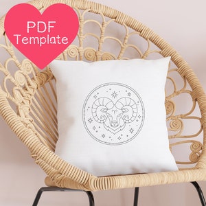 Aries Zodiac, Embroidery PDF Pattern, Digital Download, Hand Embroidery ...